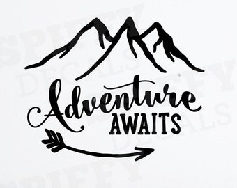 Adventure Awaits Wall Decal Vinyl Sticker Quote Travel With | Etsy