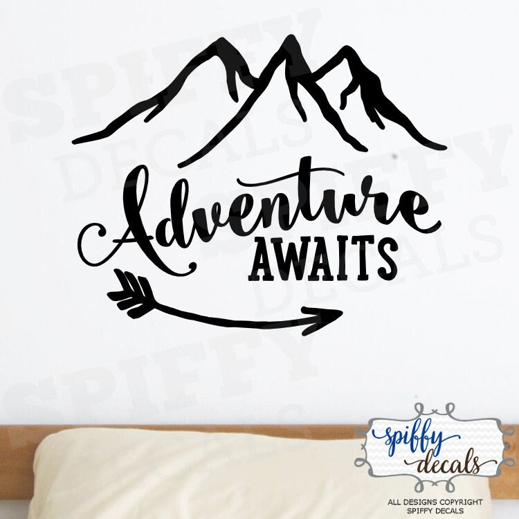 Adventure Awaits Wall Decal Vinyl Sticker Quote Travel With | Etsy