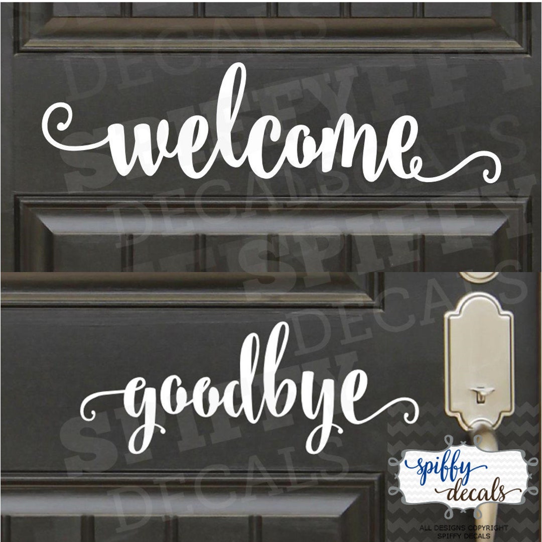 Welcome Goodbye Front Door Wall Decal Vinyl Sticker Decor Entrance Way ...
