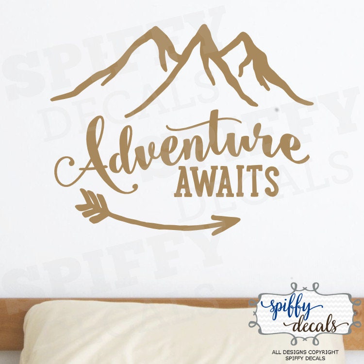 Adventure Awaits Wall Decal Vinyl Sticker Quote Travel With | Etsy