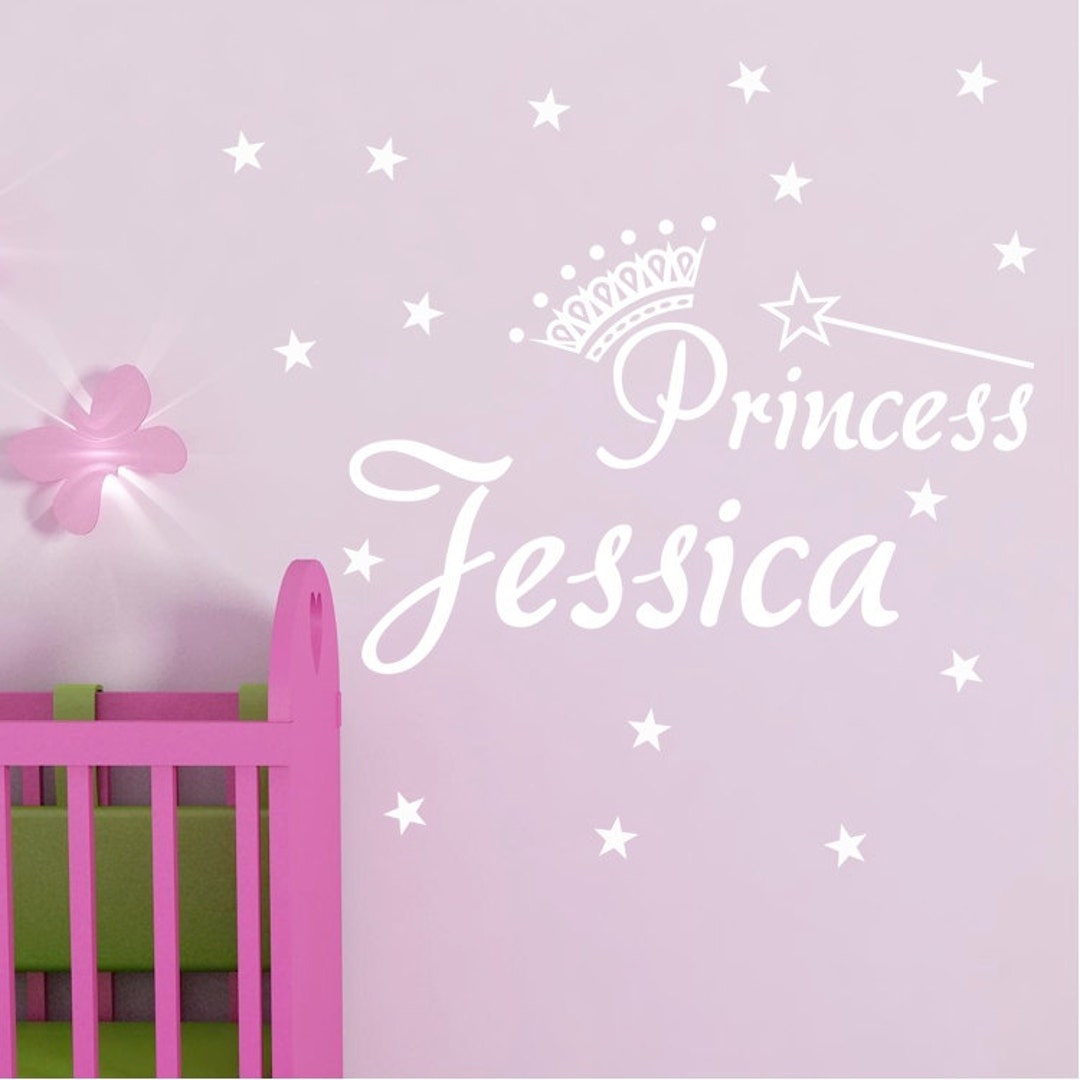 Princess Personalized Name With Crown and Stars Vinyl Wall Decal ...