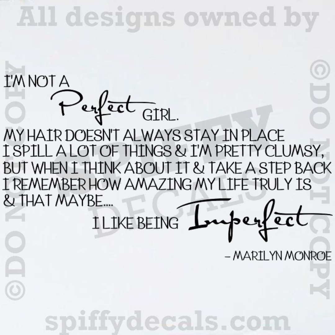I'm Not A Perfect Girl Marilyn Monroe Vinyl Wall Quote - Etsy