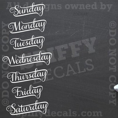 Chalkboard Calendar Days of the Week Removable Vinyl Wall - Etsy