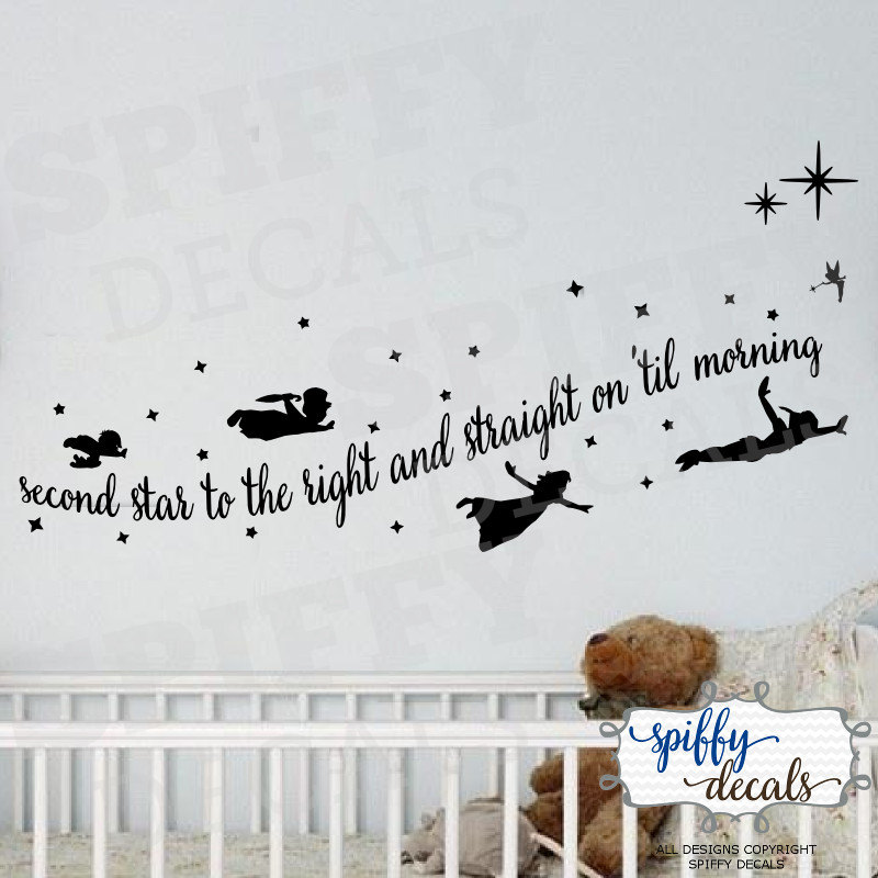 Peter Pan Tinkerbell Wendy John Michael Flying Second Star to | Etsy