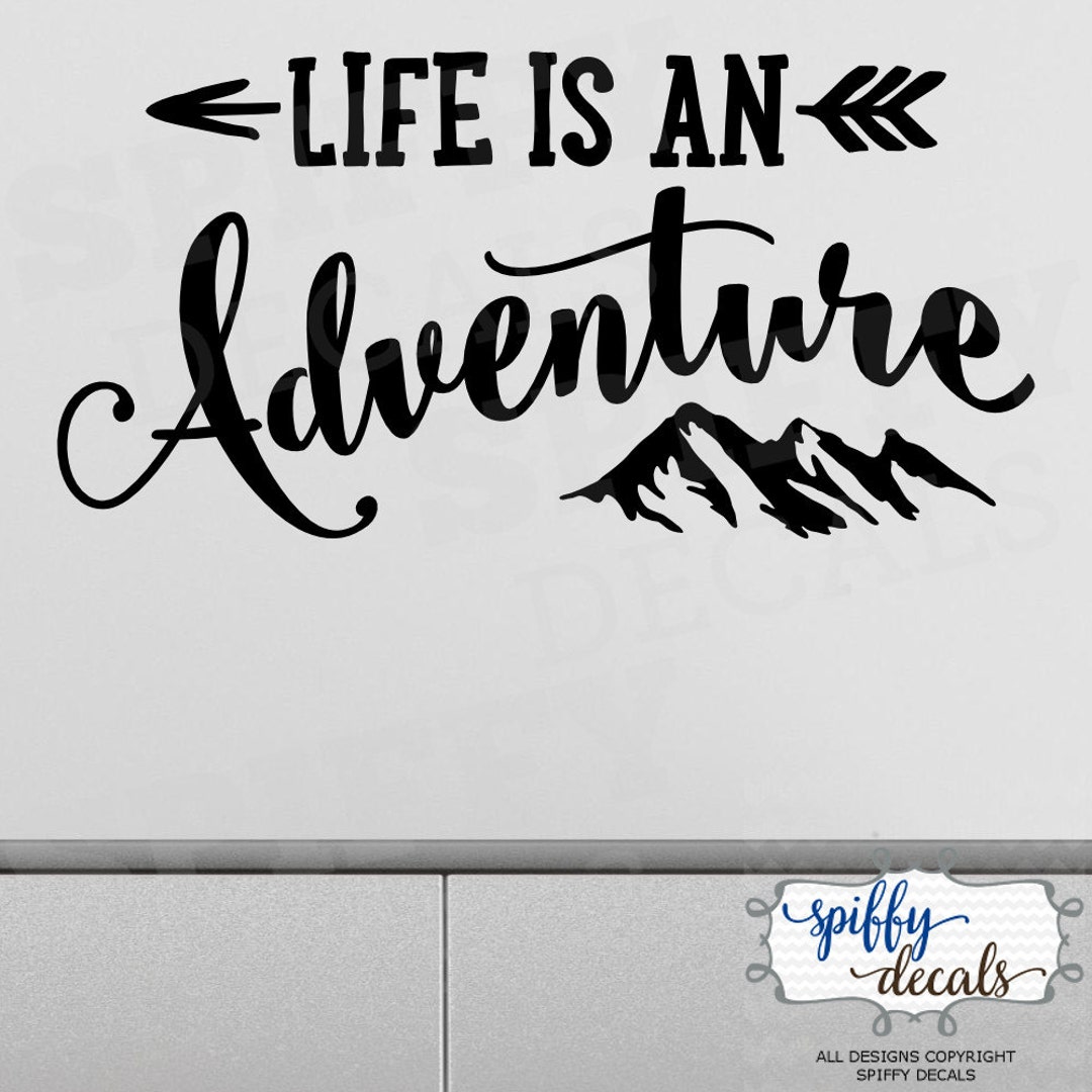 Life is an Adventure Wall Decal Vinyl Sticker Quote Travel With Arrow ...