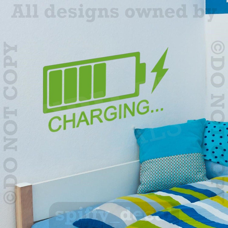 CHARGING the Batteries Vinyl Wall Decal Sticker Decor Sleeping - Etsy