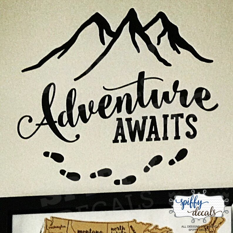 Adventure Awaits Wall Decal Vinyl Sticker Quote Travel With | Etsy