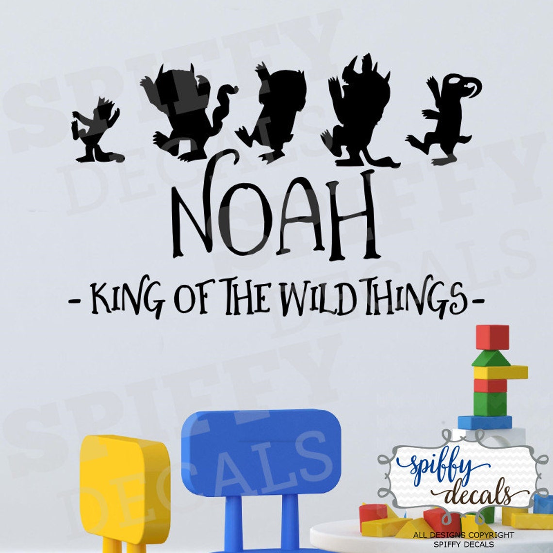 Where the Wild Things Are Wall Name Decal Vinyl Sticker Quote Boy Girl ...