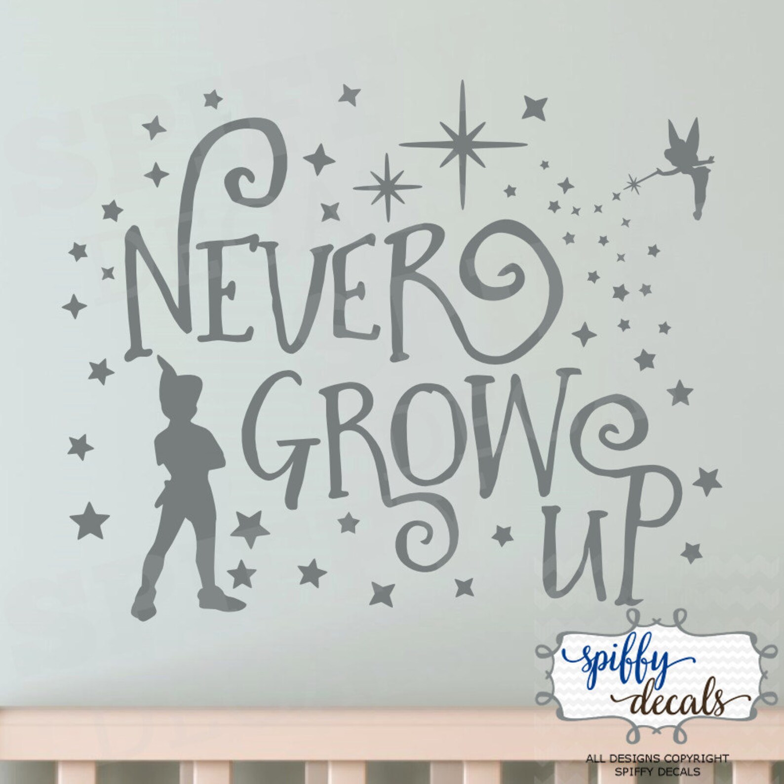 Peter Pan Tinkerbell Never Grow up Second Star Wall Decal | Etsy
