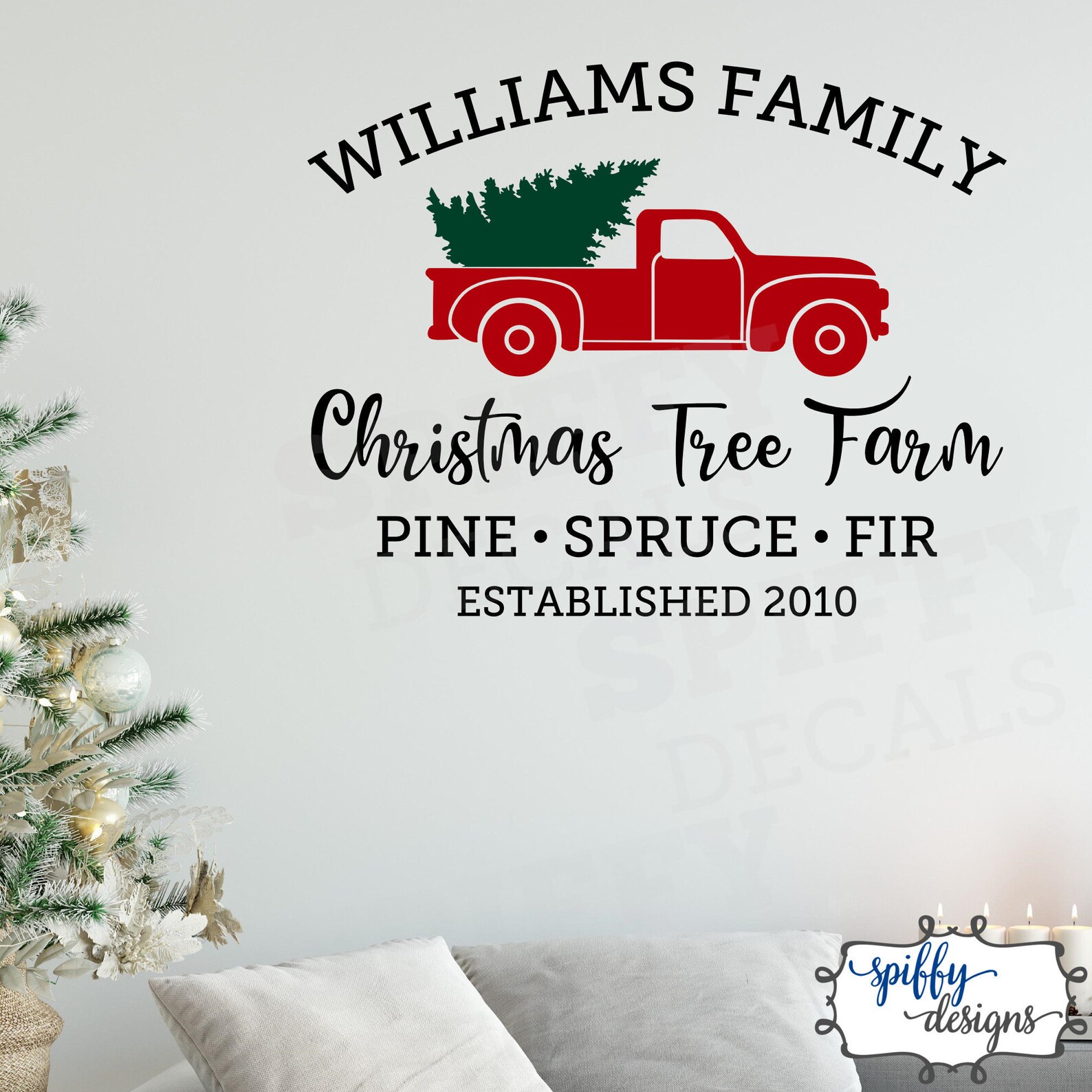 Christmas Tree Sign | Personalized Family Christmas Trees | Pine Spruce ...