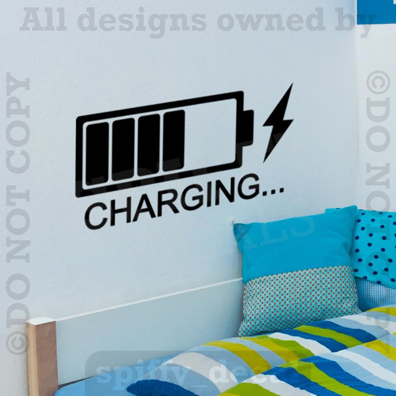 CHARGING the Batteries Vinyl Wall Decal Sticker Decor Sleeping - Etsy
