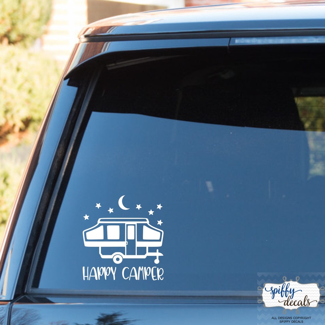 Happy Camper Pop up Camper Car Laptop Vehicle Window Decal Vinyl ...