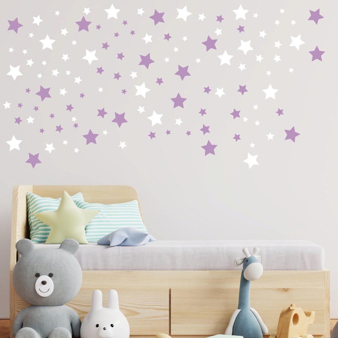 Star Wall Decals - Set of 220+ Stars, 2 Color Star Decals - Vinyl ...