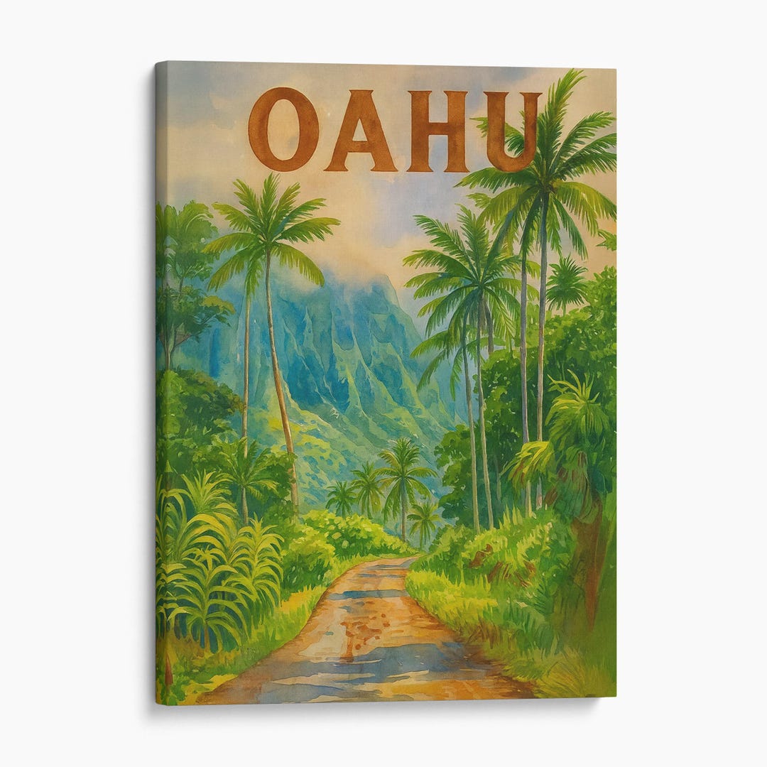 Oahu Hawaii Travel Poster | Canvas Wall Art | Iconic Canvas Posters ...