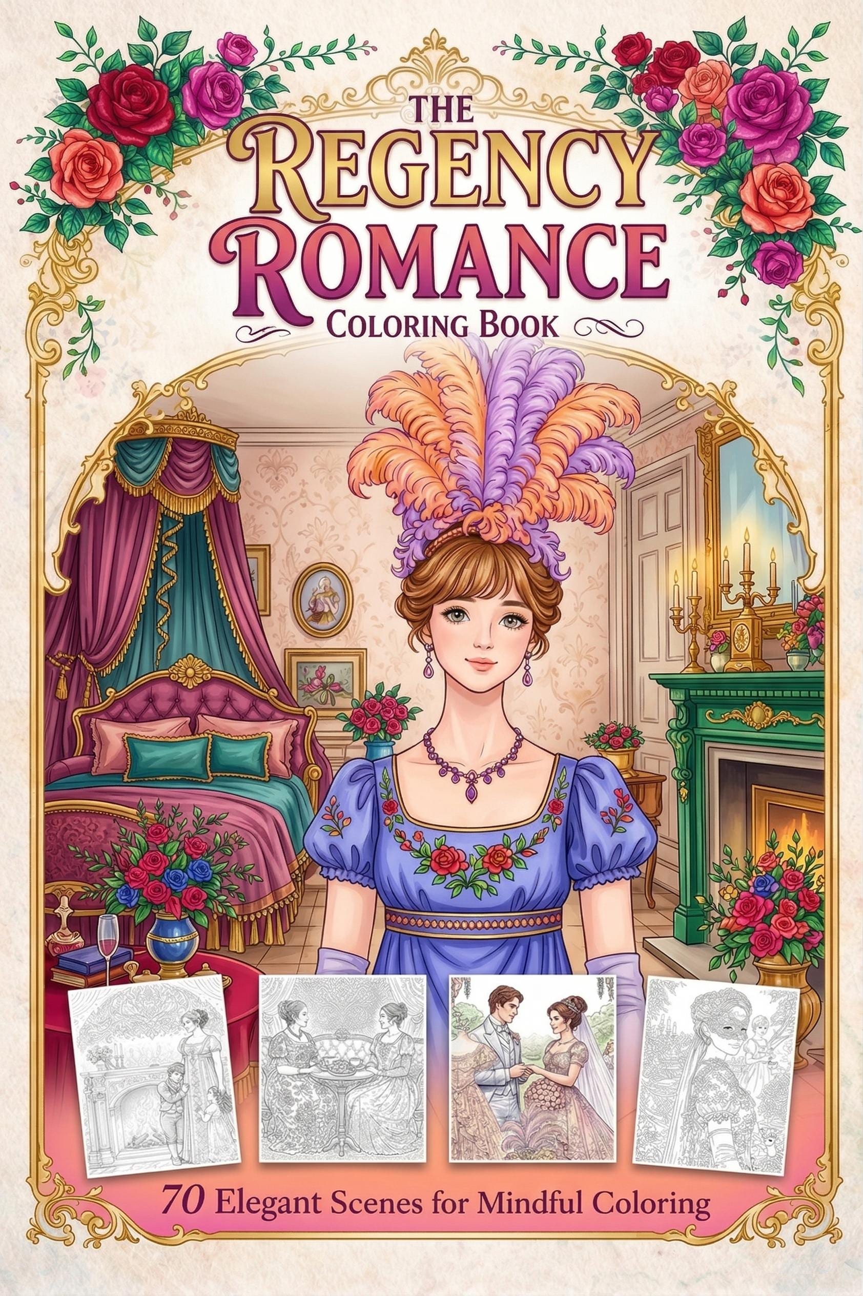 Regency Romance Coloring Book, 70 Victorian Aesthetic Pages, Bridgerton ...