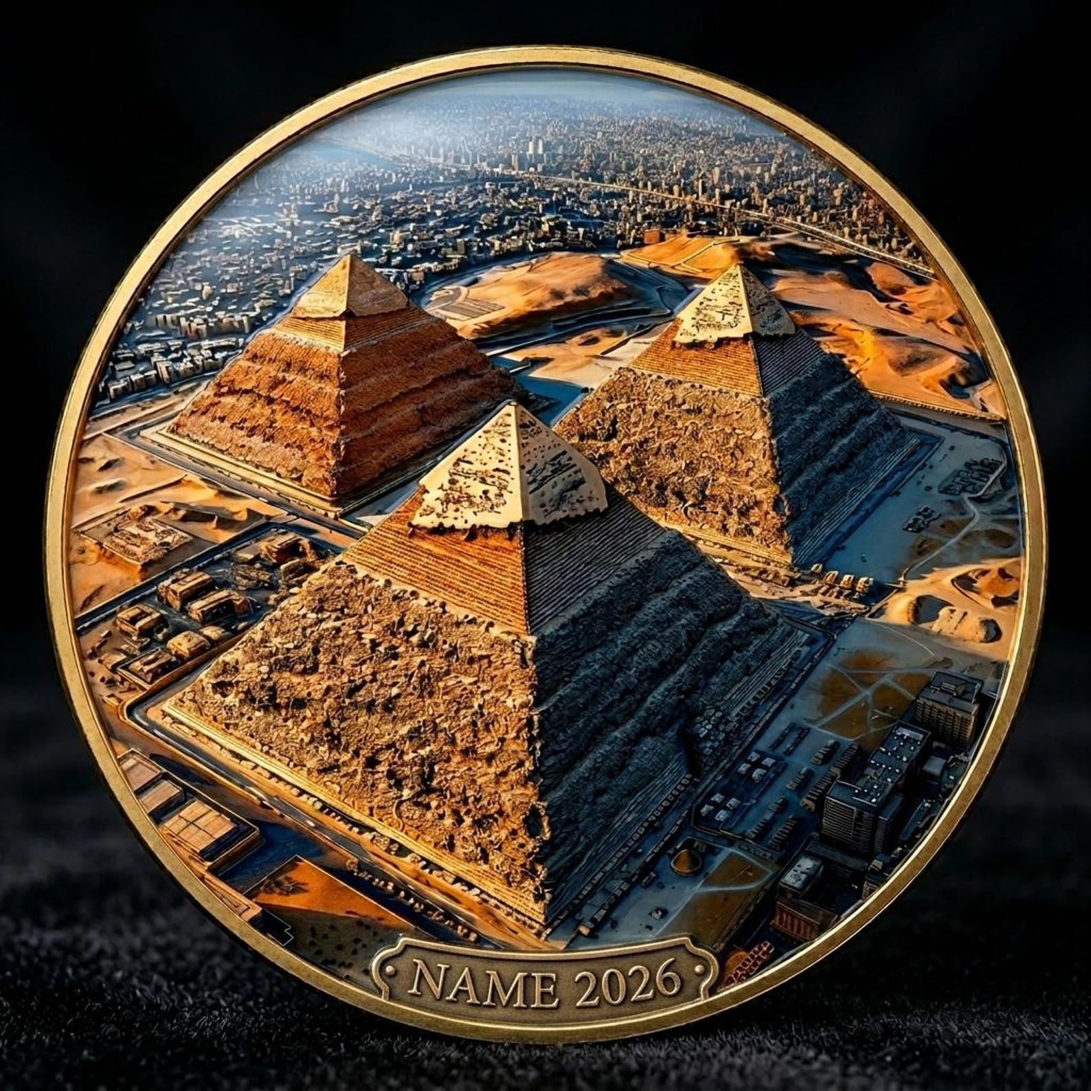 Giza Pyramids Commemorative Coin, Personalized Egypt Souvenir, Custom ...