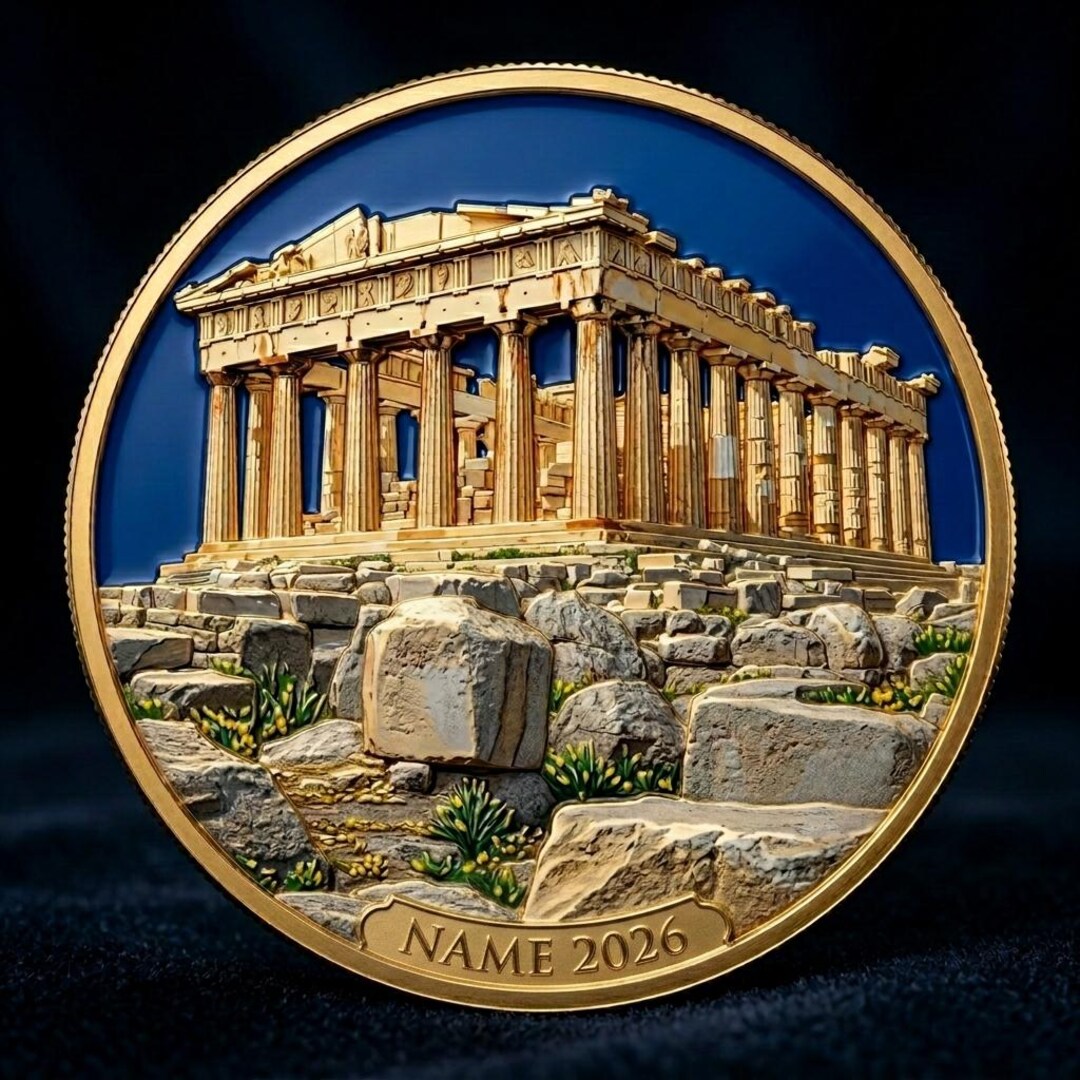 Parthenon Commemorative Coin, Personalized Greece Souvenir, Custom ...