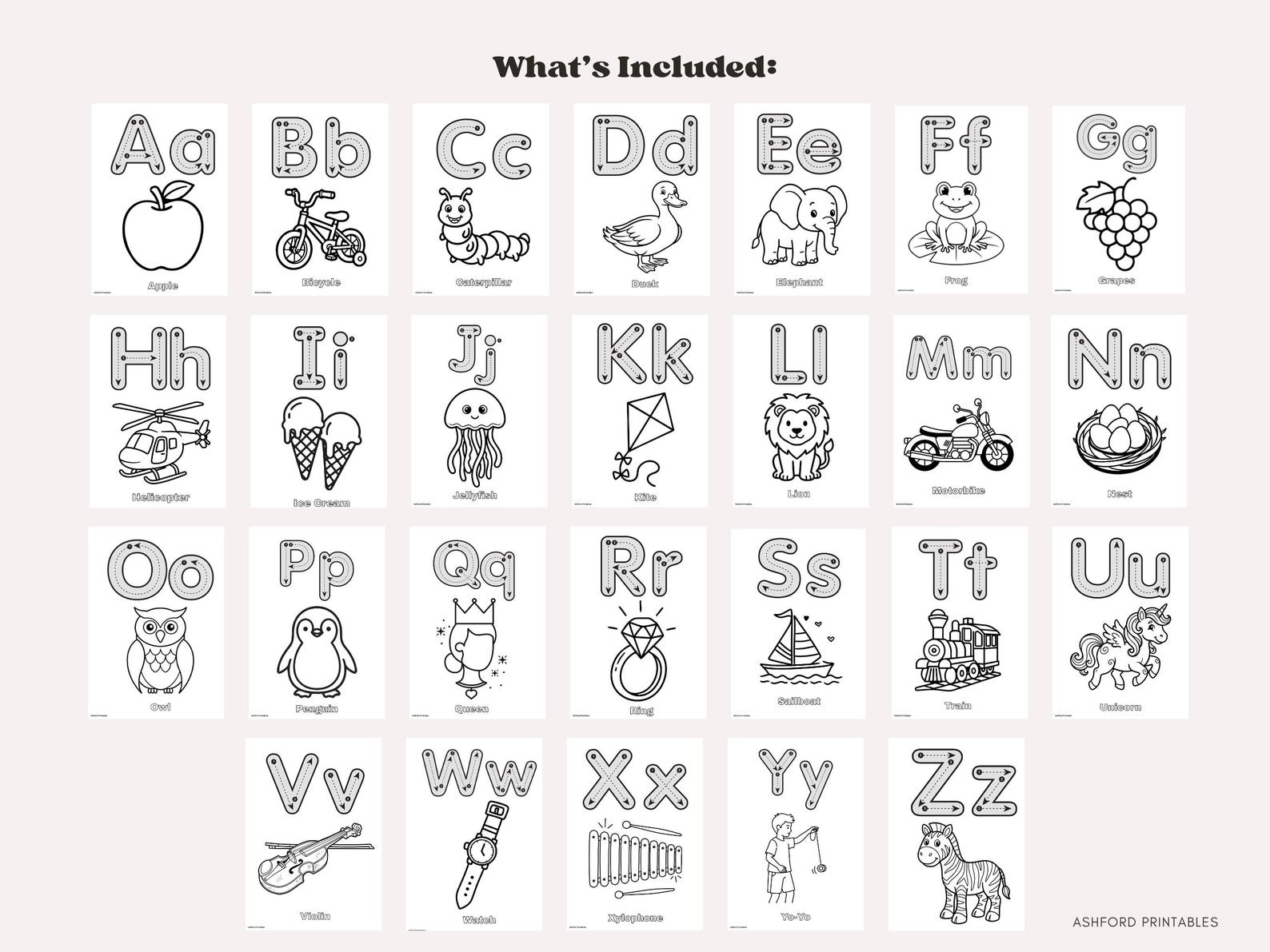 Alphabet Tracing and Colouring Pages for Kids | A-Z Letter Worksheets ...