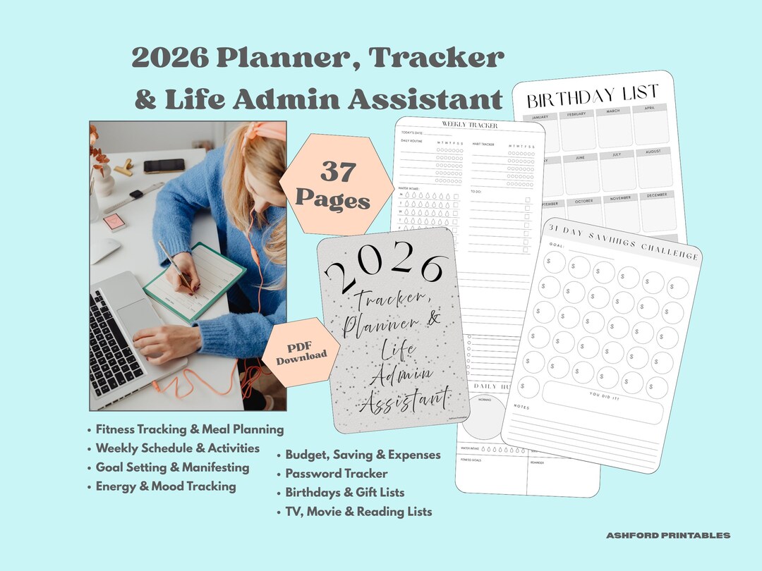 2026 Planner, Tracker & Life Admin Assistant, A4 Printable (PDF ...