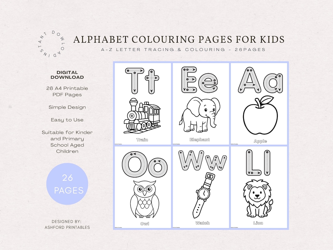 Alphabet Tracing and Colouring Pages for Kids | A-Z Letter Worksheets ...