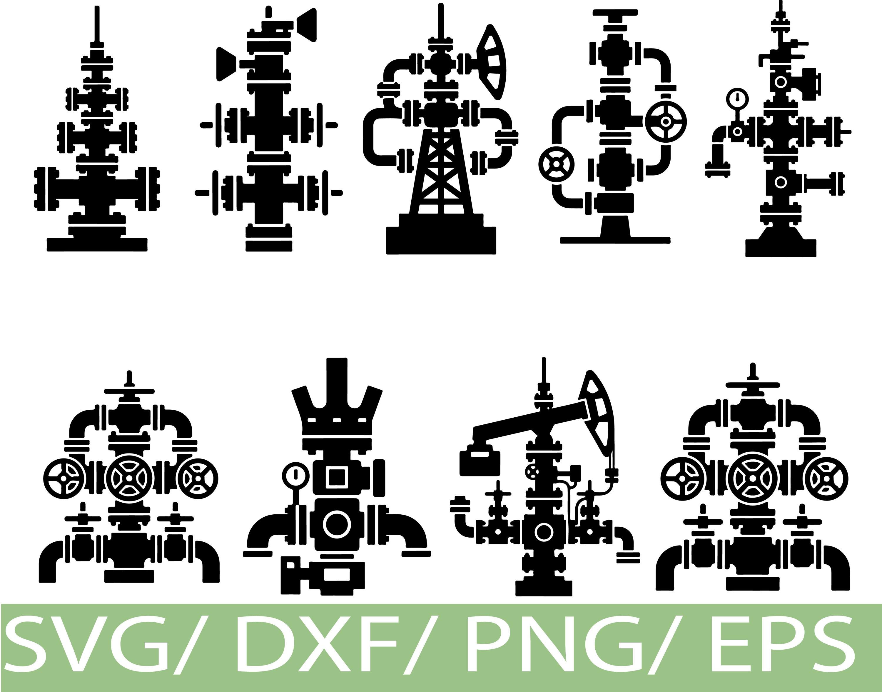 Oil & Gas Wellhead SVG, Wellhead Equipment Silhouette Bundle, Dxf Pnf ...