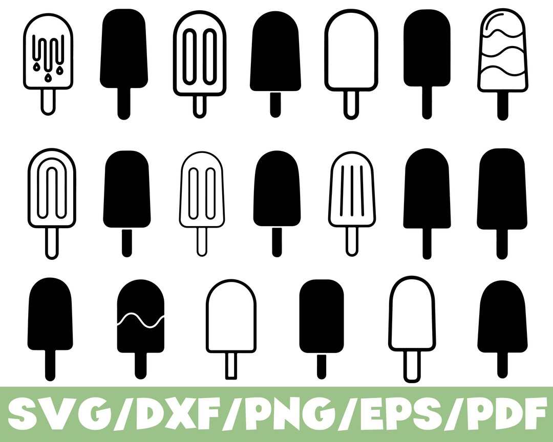 Popsicle SVG Silhouette Bundle, Ice Cream Bar Summer Treat Clipart ...