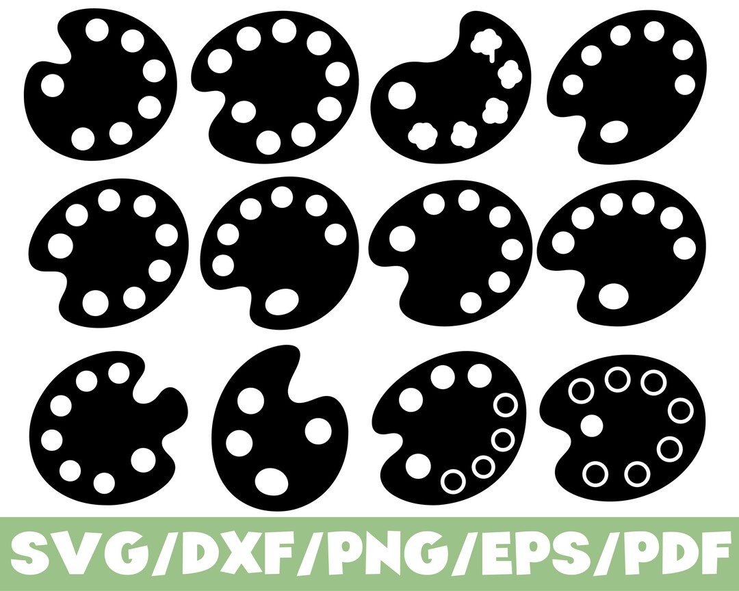 Paint Palette SVG Silhouette Bundle Artist Palette Shapes Clipart Set ...