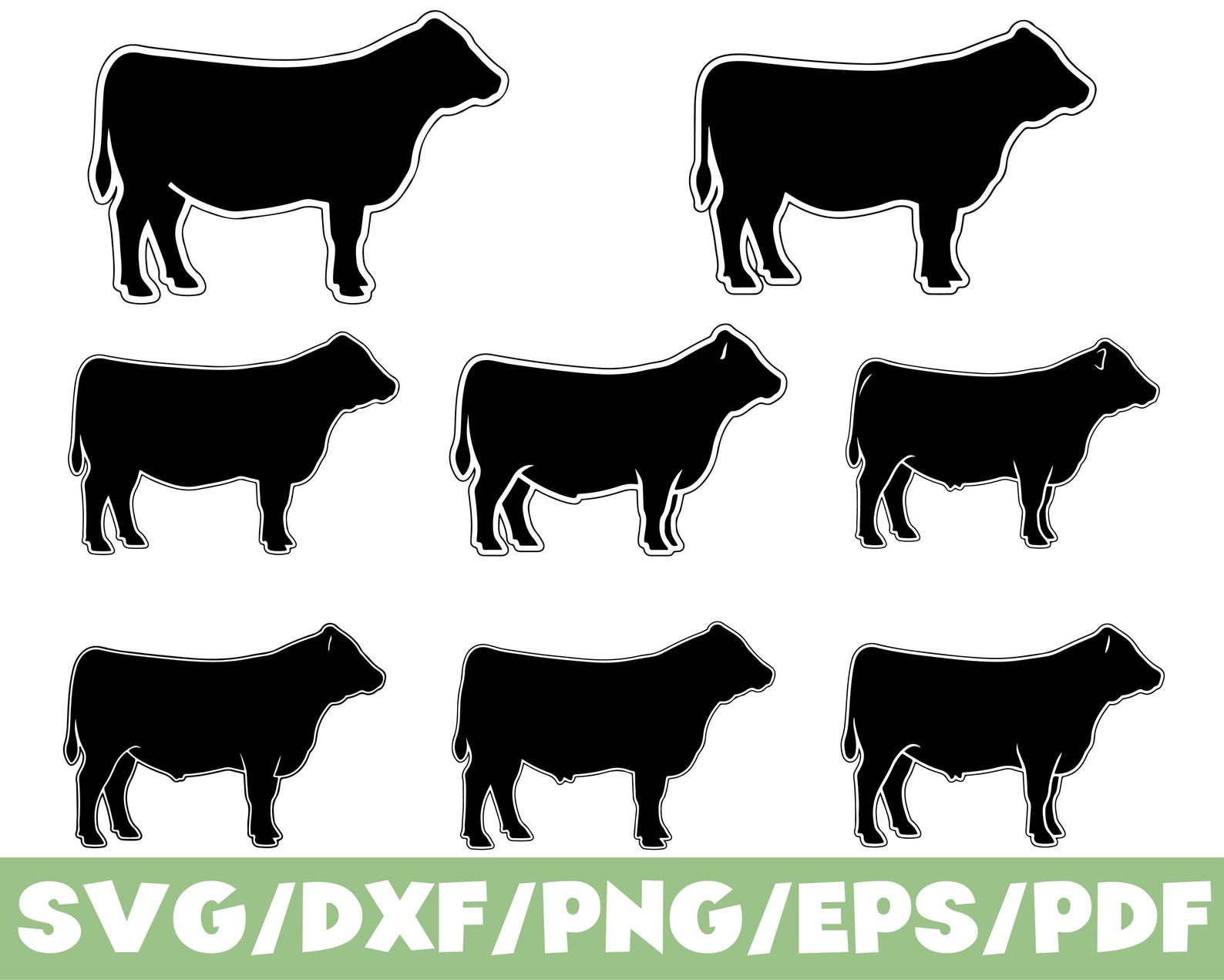Cow SVG Silhouette Bundle Farm Animal Cattle Clipart Set for Crafts - Etsy