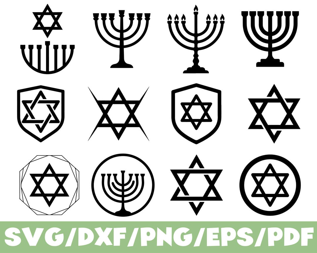 Star of David and Menorah SVG Silhouette Bundle Jewish Symbol Set - Etsy