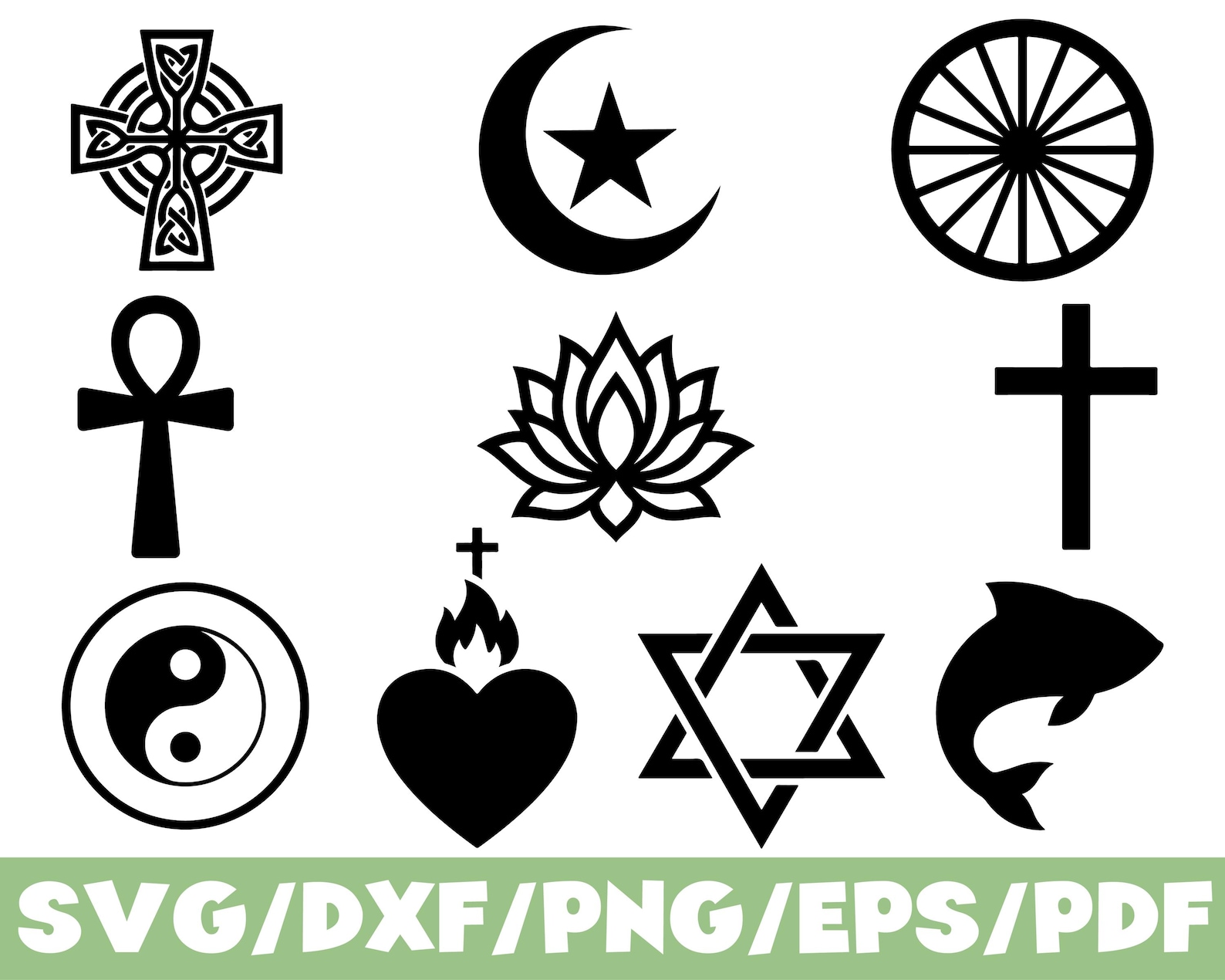 Religious Symbols SVG Silhouette Bundle Faith and Spiritual Icon Set - Etsy