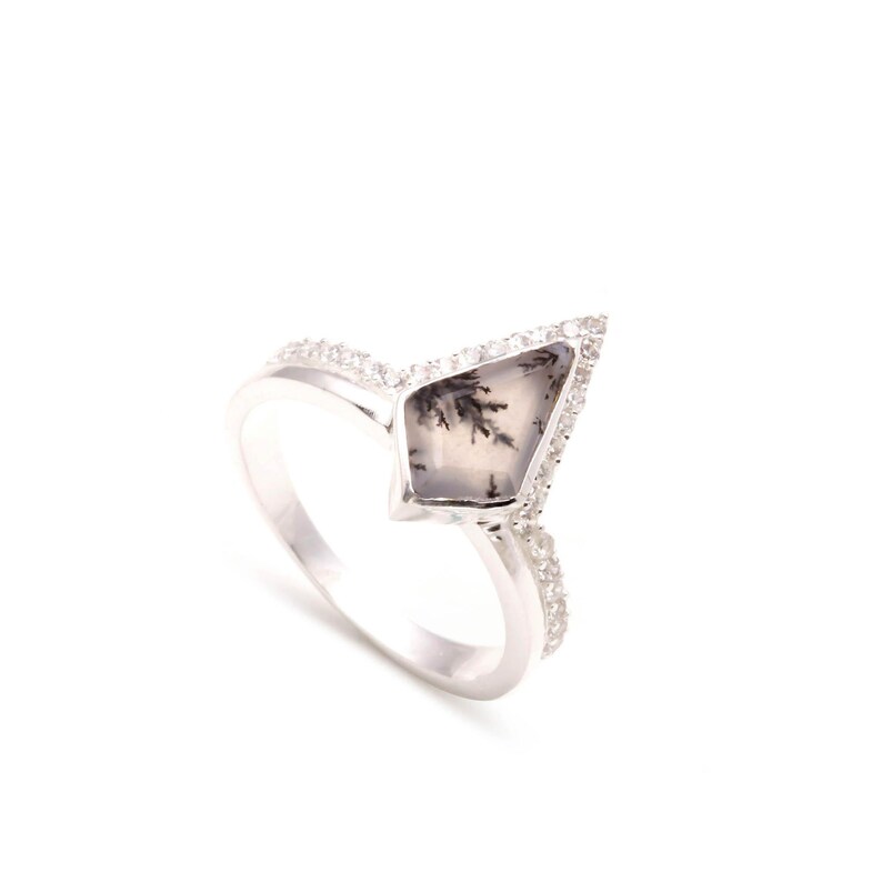 Kite Shape Dendrite Opal Ring, 925 Sterling Silver, Handmade Gemstone ...