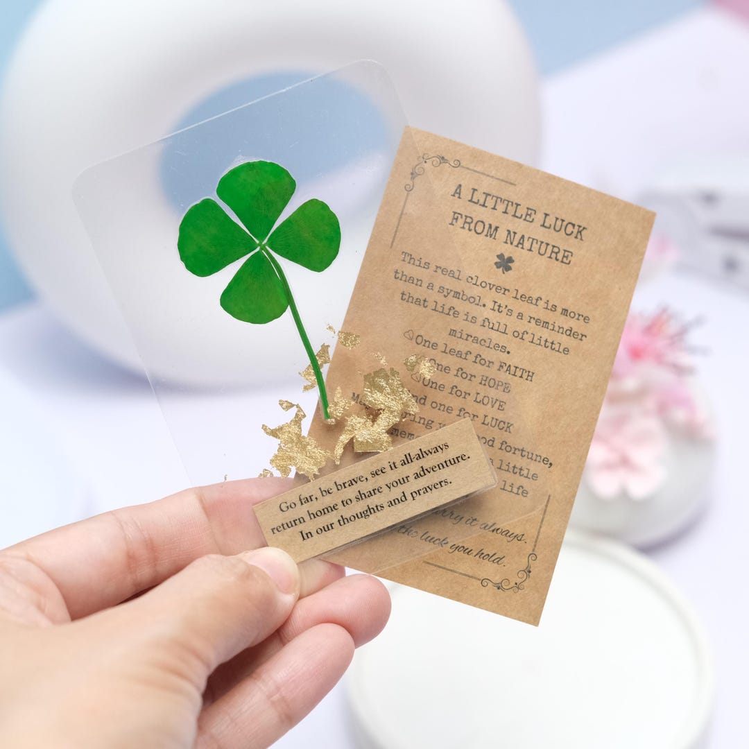 Real Four Leaf Clover Card: Personalized Lucky Wallet Keepsake (credit ...