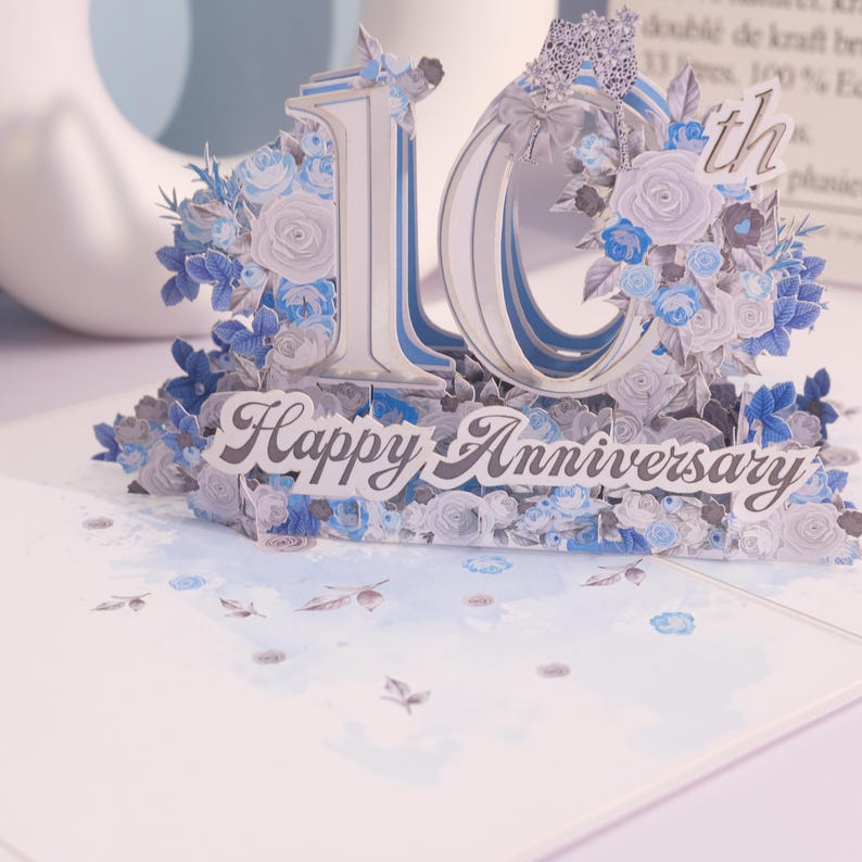 10th Anniversary Pop up Card: 3D Tin Keepsake Greeting Card (6x8) - Etsy UK