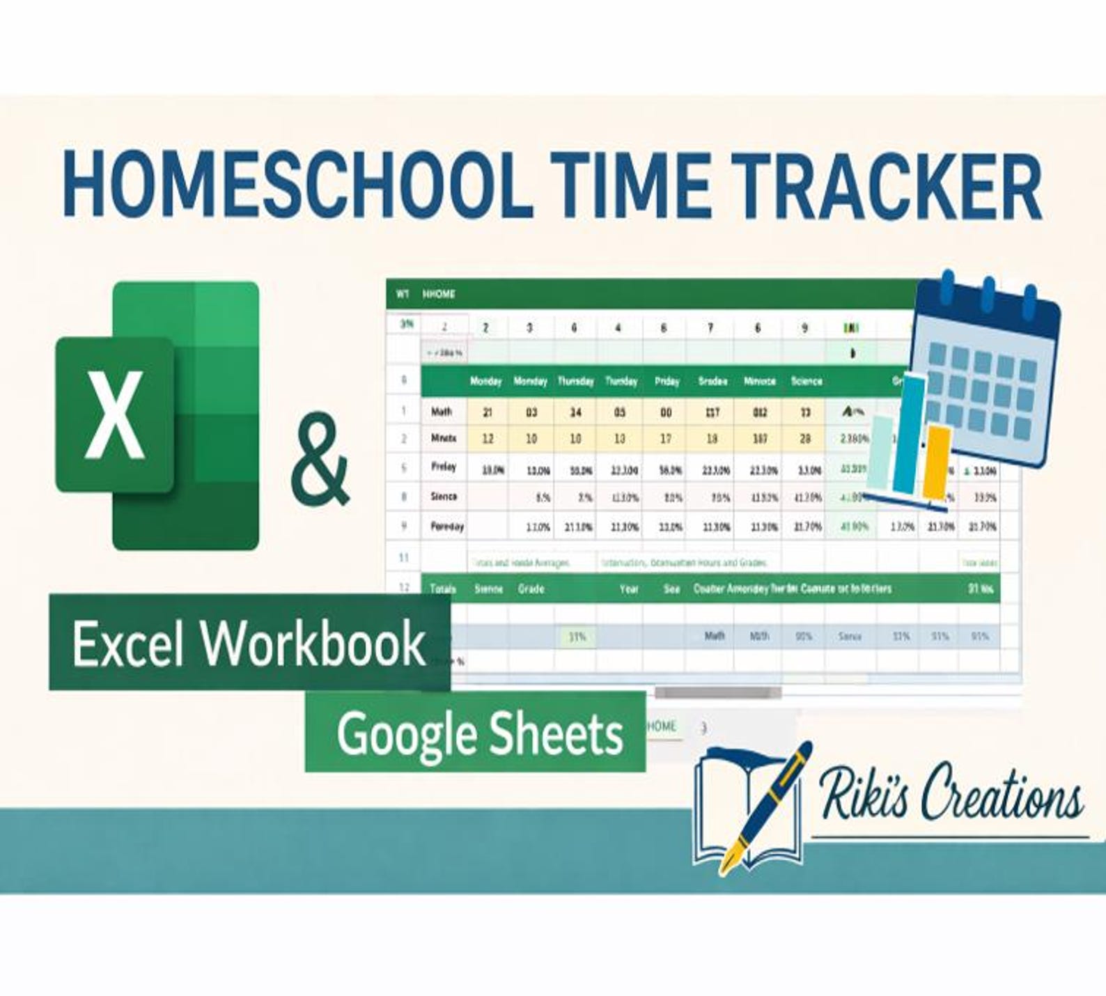 Homeschool Time and Grade Tracker | Weekly Log, Subject Hours ...