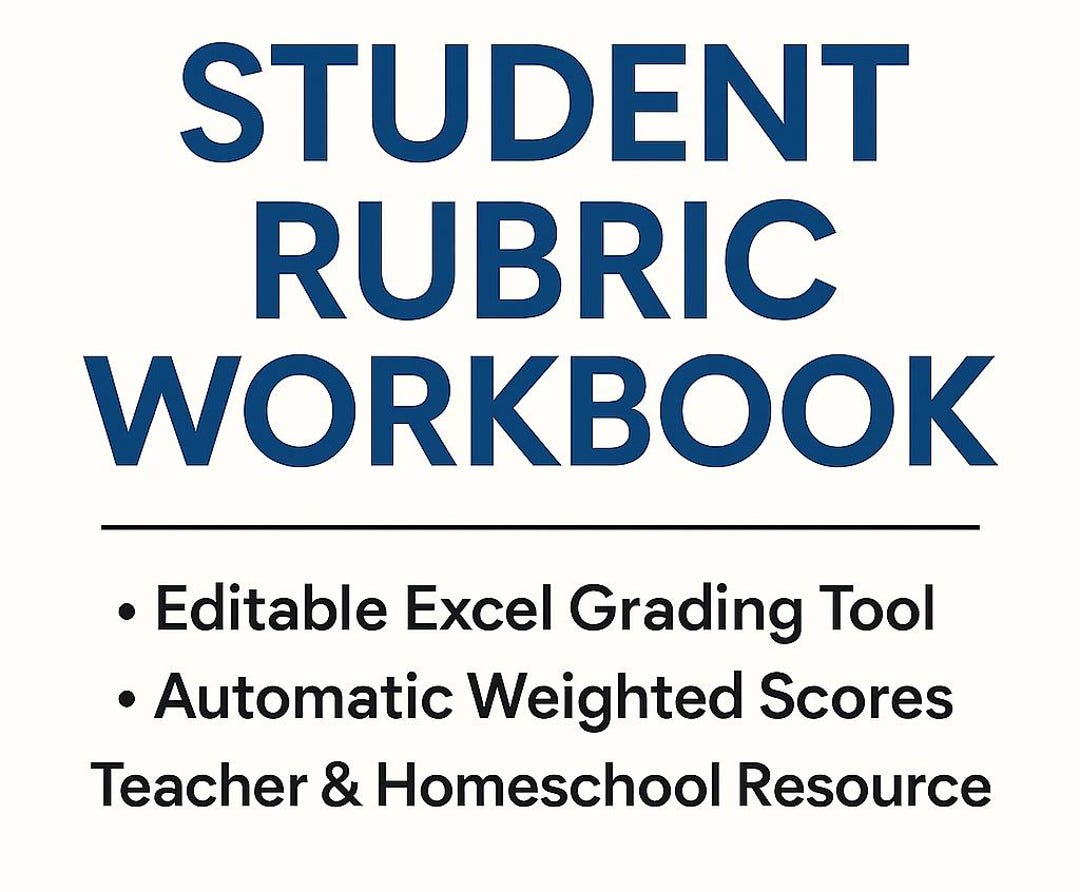 Student Rubric Workbook, Editable Excell Grading Tool, Automatic ...