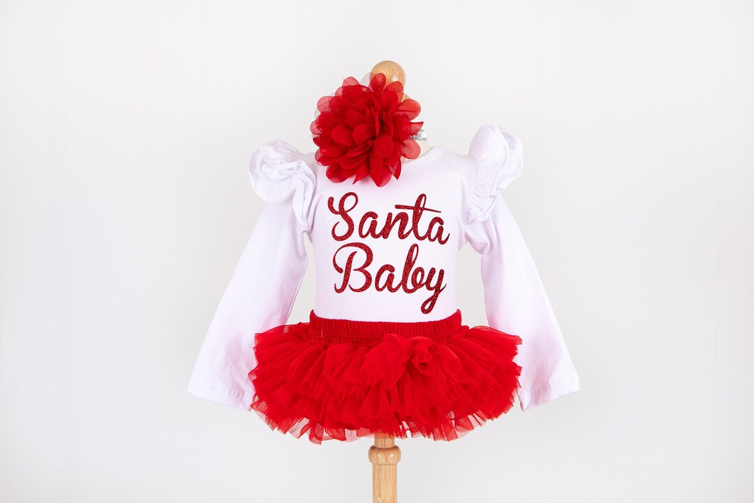 Santa Baby Outfit Set - Infant Bodysuit in White - Baby Bloomer and ...