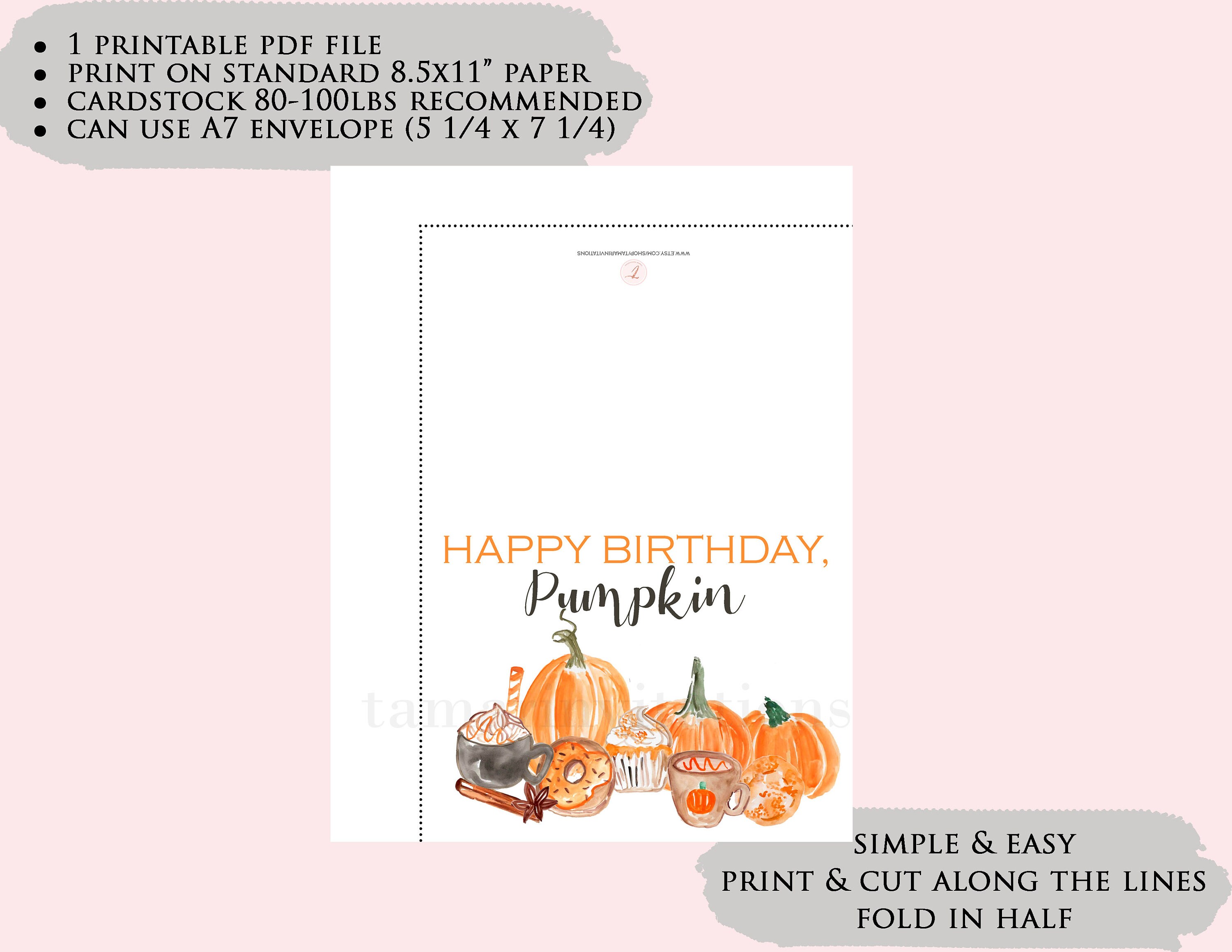 Printable Birthday Card Pumpkin Birthday Happy Birthday Pumpkin Pumpkin ...
