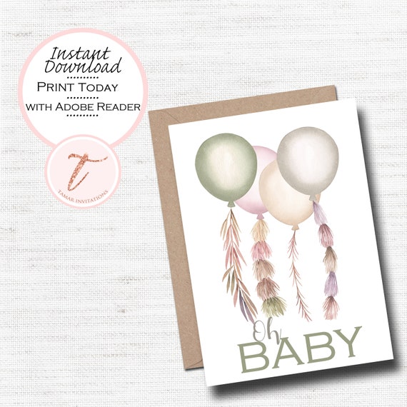 PRINTABLE Baby Shower Card, Gender Neutral Baby Shower Card, Welcome ...
