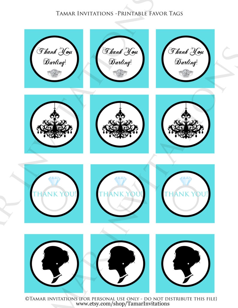 Digital Breakfast at Tiffany's Party Favor Tags - Etsy
