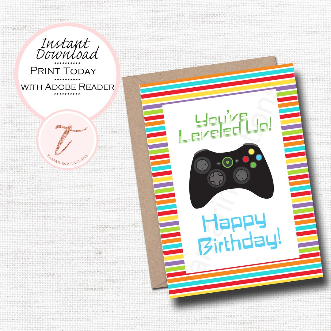 Digital Birthday Day Card, Video Game Controller, Game Controller ...