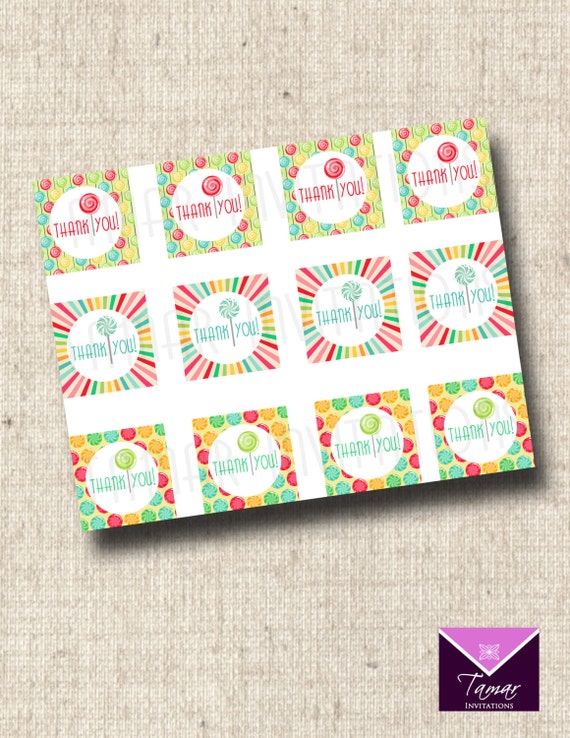 Printable Sweet Shoppe Birthday Party Tags / Toppers - Candy, Lollipops ...