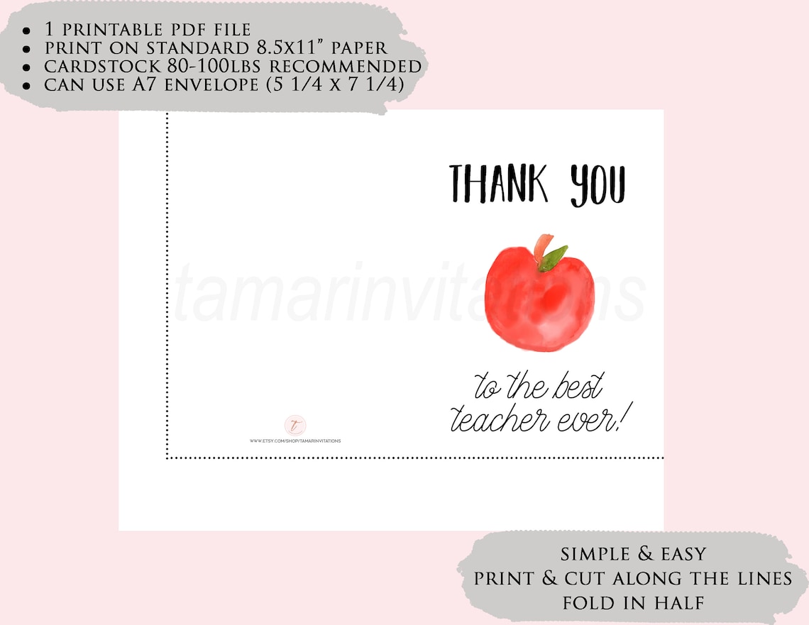 Digital Teacher Thank You Card - Teacher Appreciation Card - Teacher ...