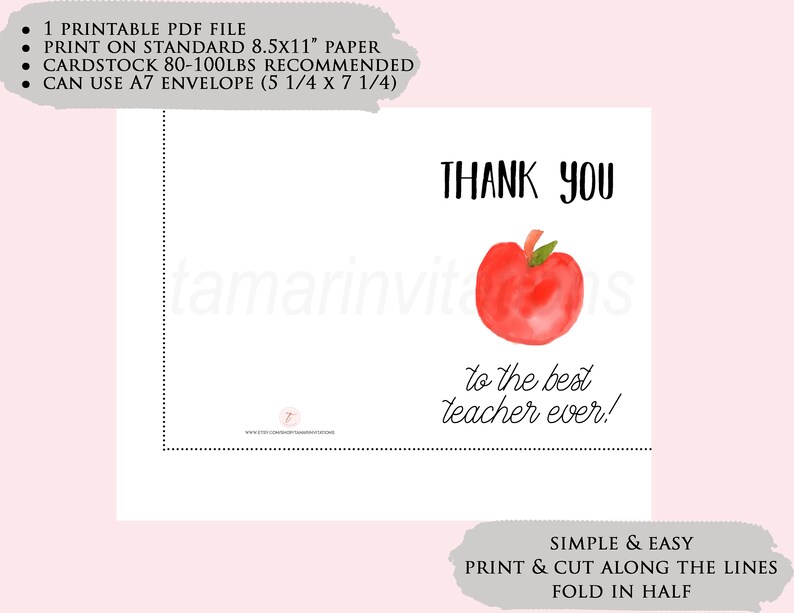 Digital Teacher Thank You Card - Teacher Appreciation Card - Teacher ...