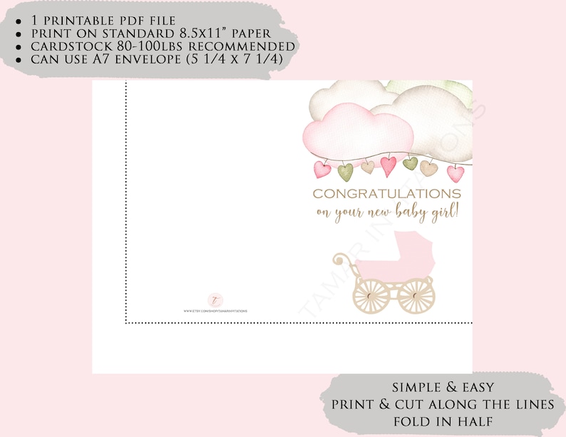 Digital Congratulations Watercolor Boho Baby Shower Card, Welcome Baby ...