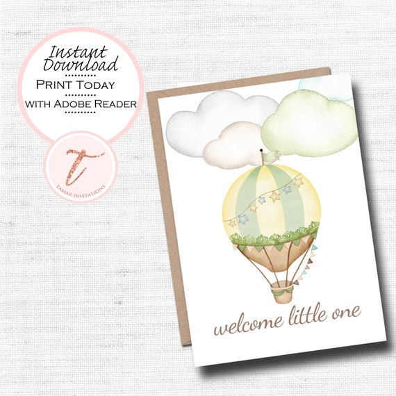 PRINTABLE Baby Shower Card, Gender Neutral Baby Shower Card, Welcome ...