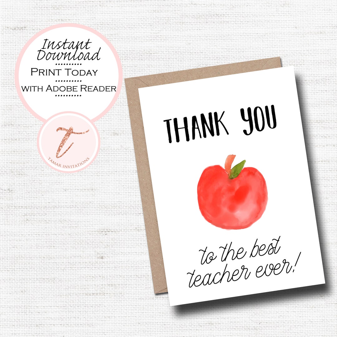 Digital Teacher Thank You Card - Teacher Appreciation Card - Teacher ...