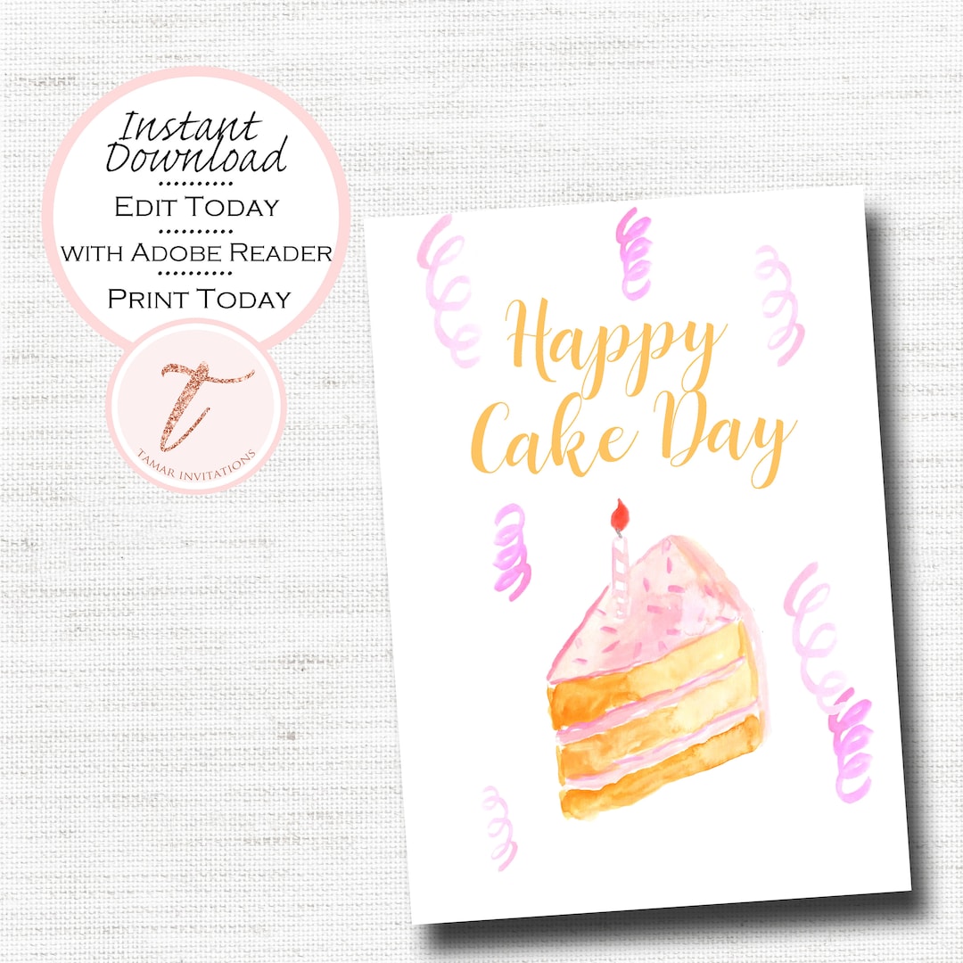 Digital Birthday Card, Whimsical Birthday Cake, Happy Birthday Card ...
