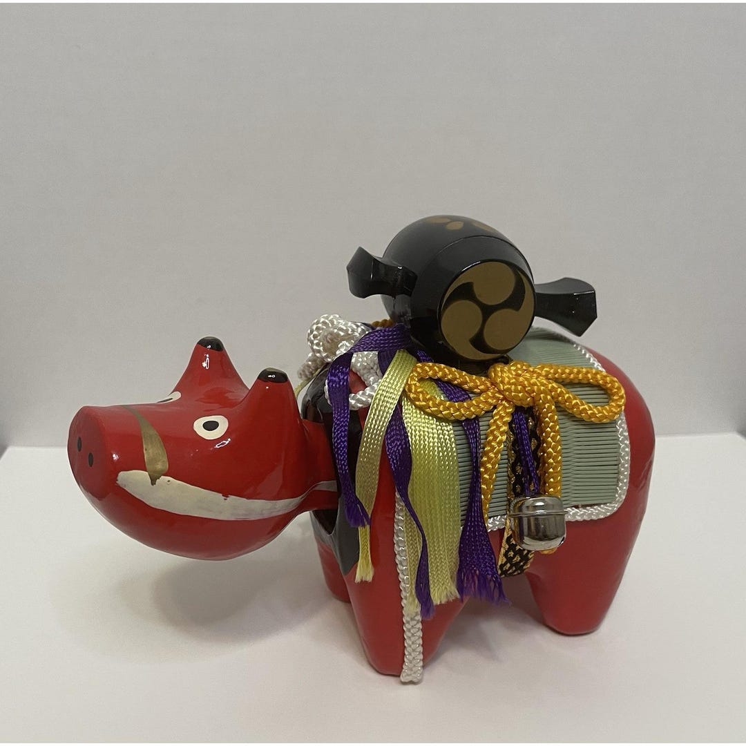 Japanese Red Cow AKABEKO Lucky Charm Vintage Folk Toy Bobble Head ...