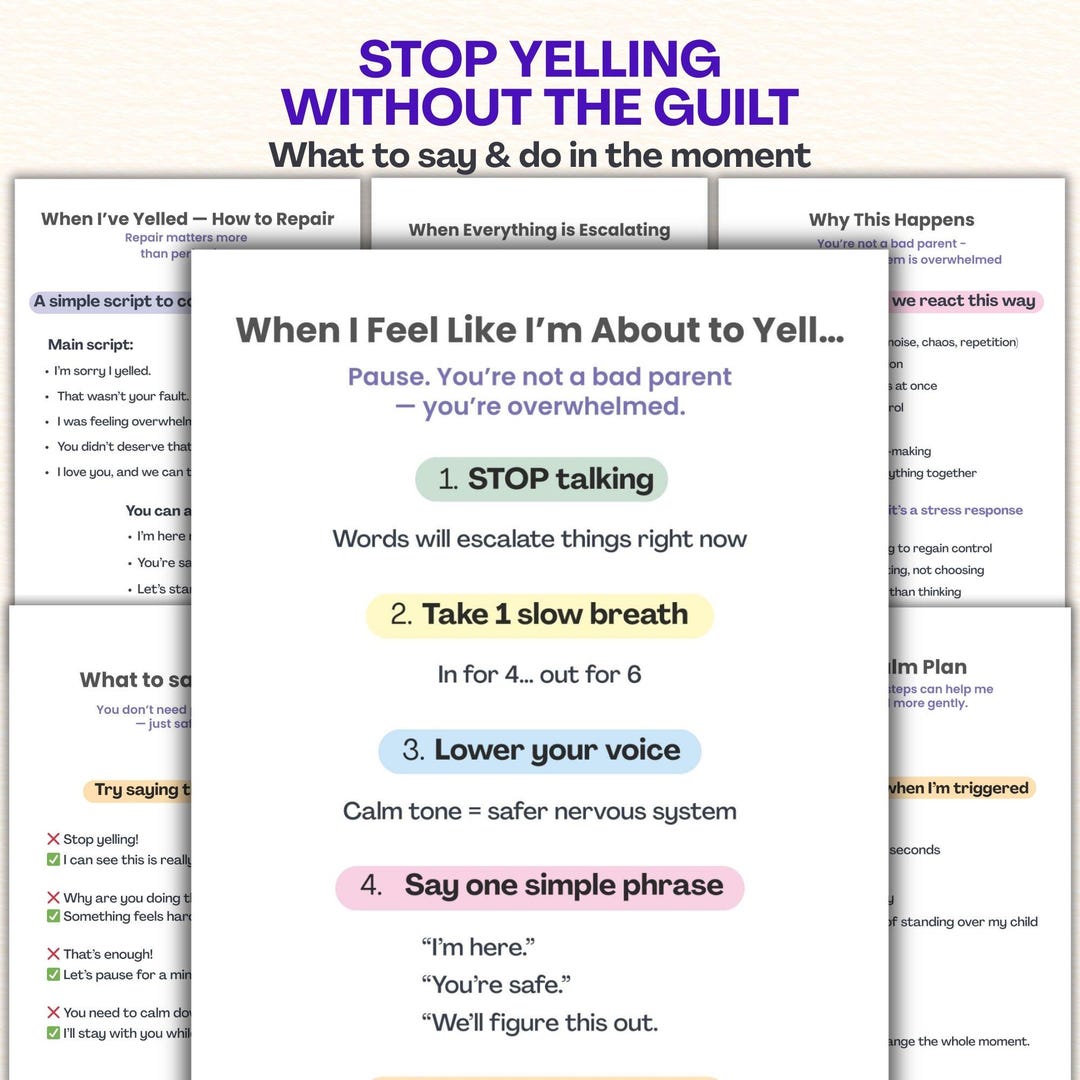 Stop Yelling Without Guilt Printable, What to Say Instead Parenting ...