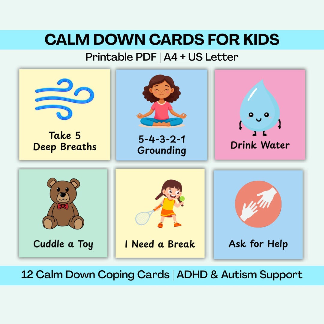 Calm Down Coping Cards Printable – ADHD & Autism Emotional Regulation ...